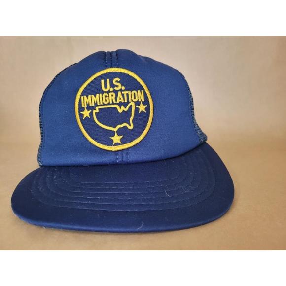 Unbranded | Accessories | Vintage Navy Blue Us Immigration Snapback ...